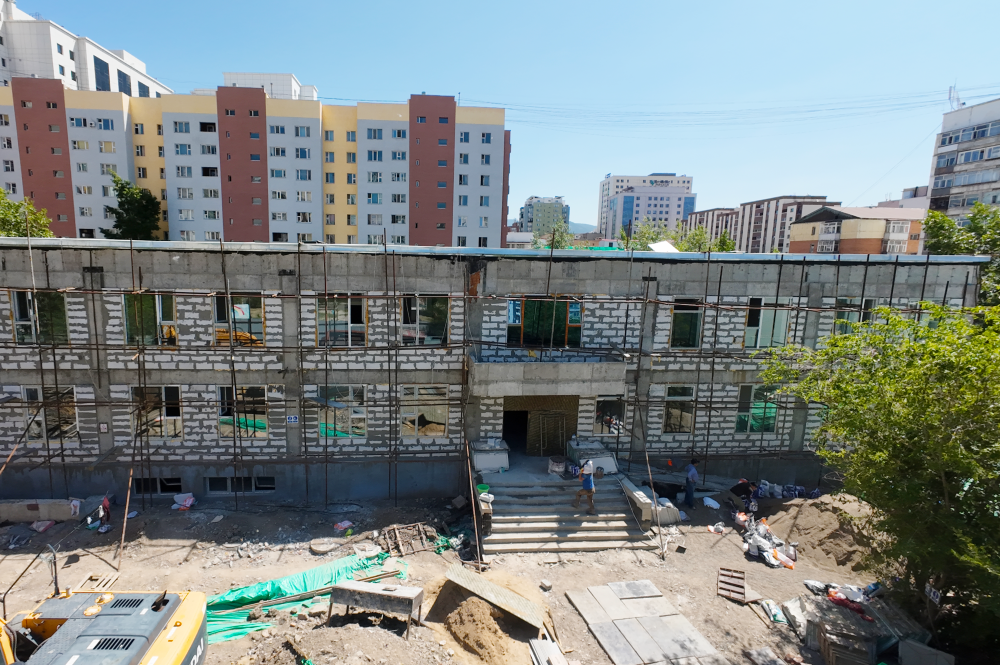 БЗД-ийн 129 дүгээр цэцэрлэгийн 150 хүүхдийн ортой өргөтгөлийн барилга угсралтын ажил 60 хувьтай ...